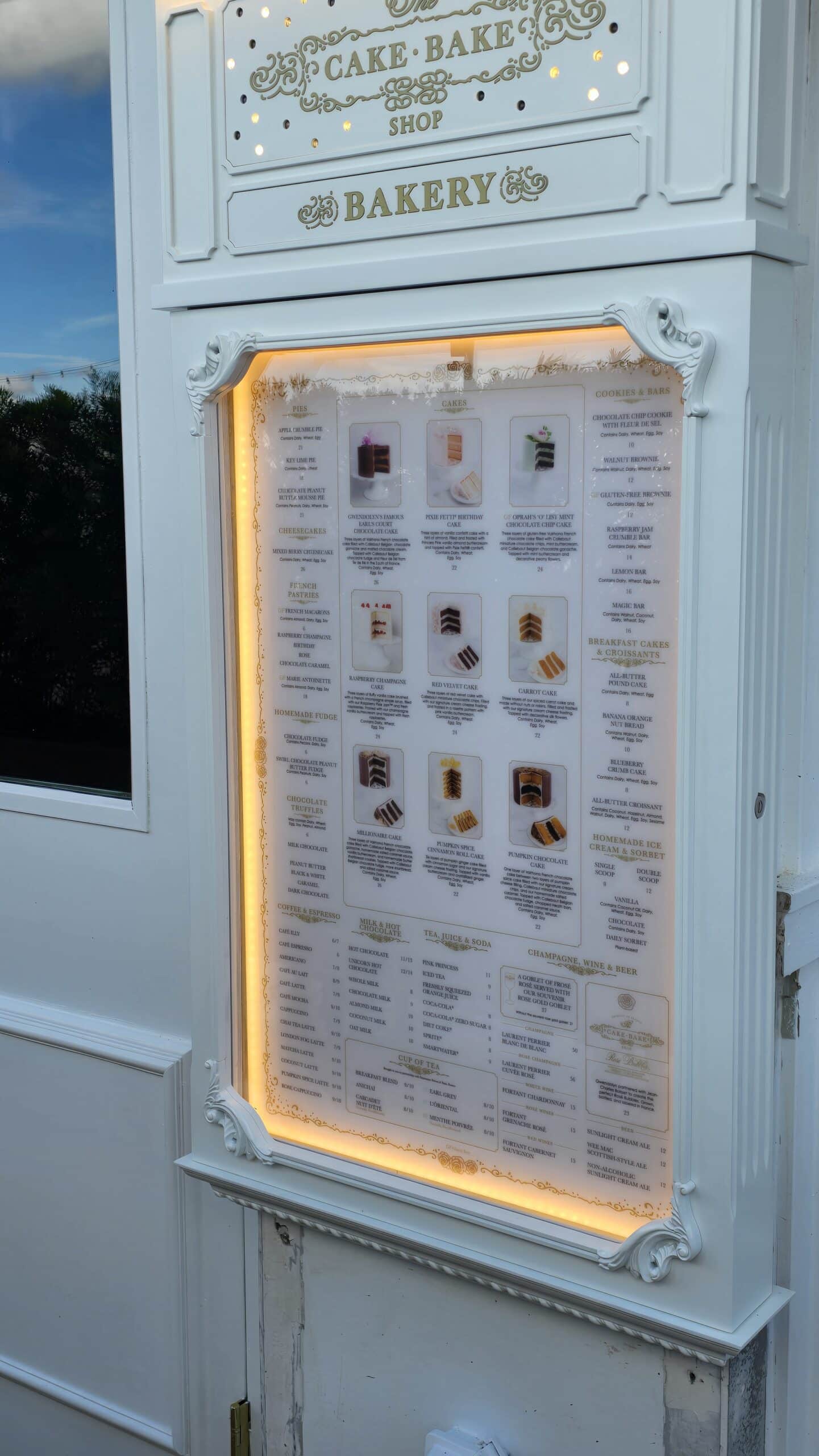 Disney’s Newest Restaurant The Cake Bake Shop – Walls Down, Bakery Menu ...