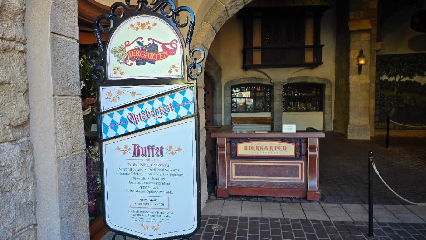 Walt Disney World Epcot Dining Menu “Biergarten” Lunch & Dinner 2025 ...