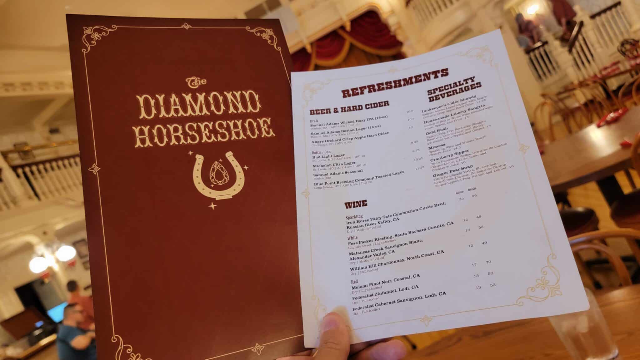 Walt Disney World Magic Kingdom Dining Menu “The Diamond Horseshoe ...