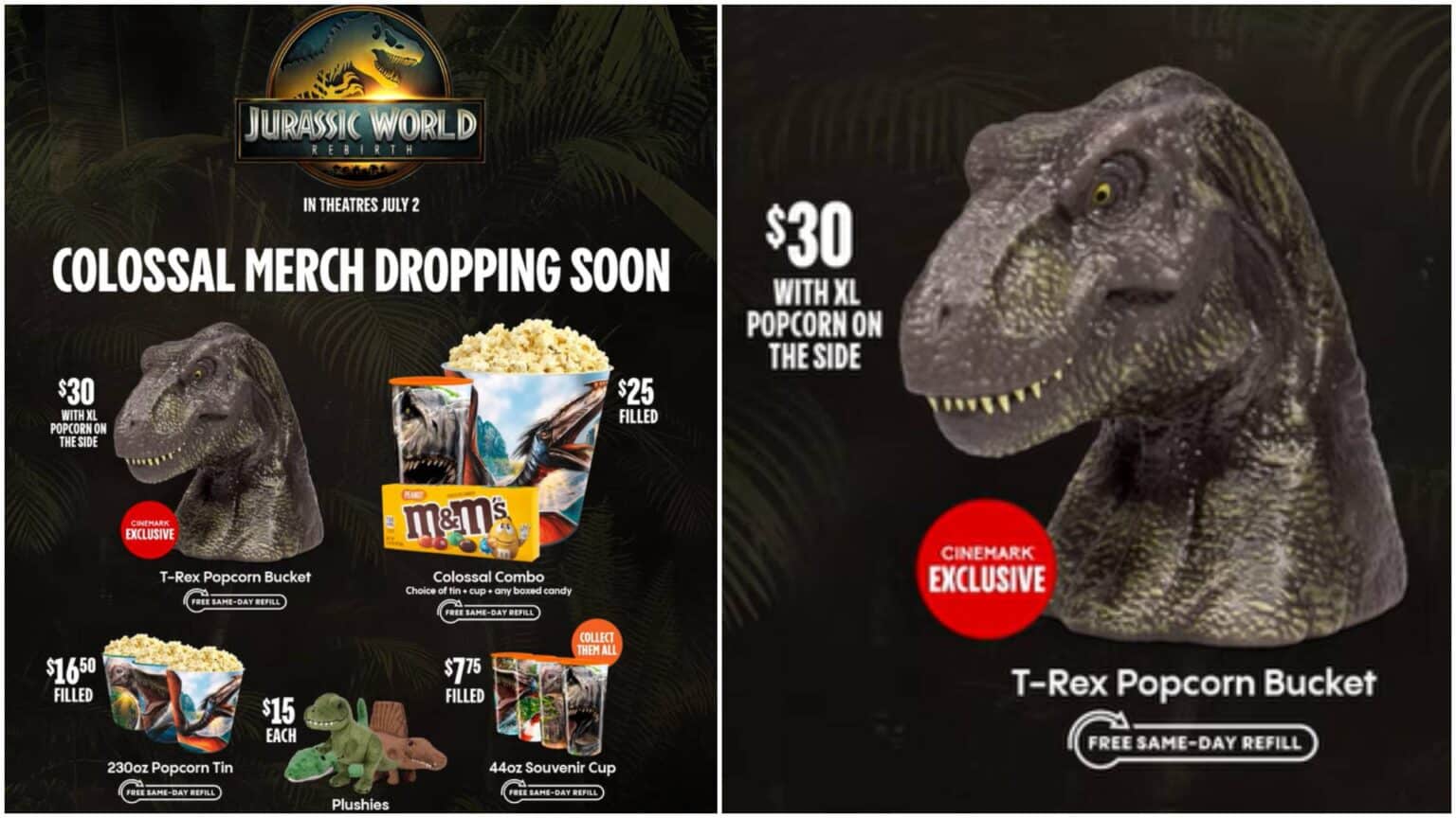 Your Jurassic World Rebirth Popcorn Bucket Guide: Regal, AMC, Cinemark ...