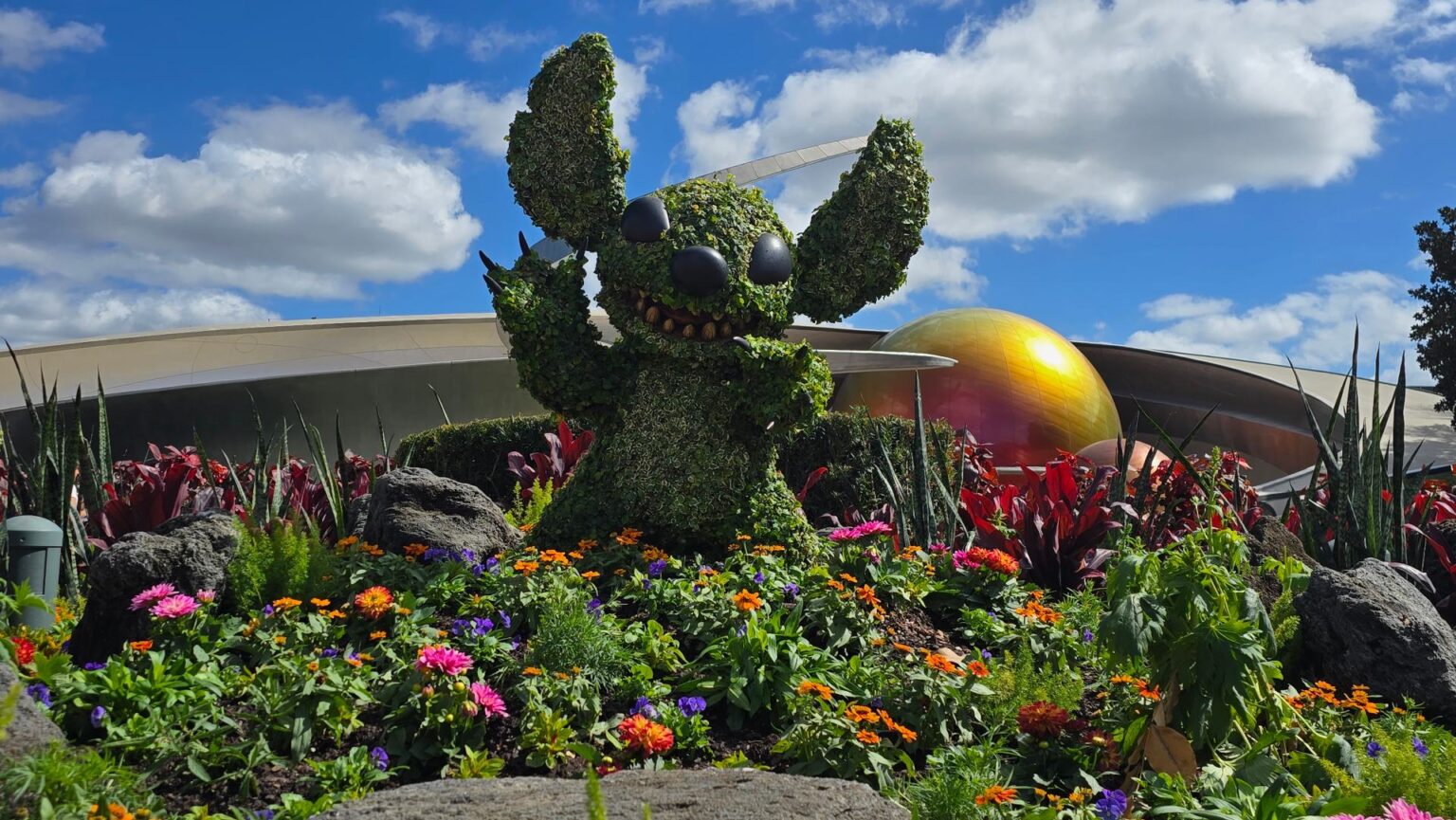 Stitch Topiary Lands in World Discovery at Epcot for Flower & Garden ...